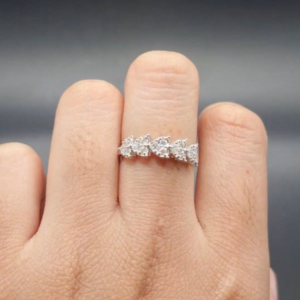 14K Heart Half Eternity Diamond Women's Wedding Ring /Women's Stacking ...