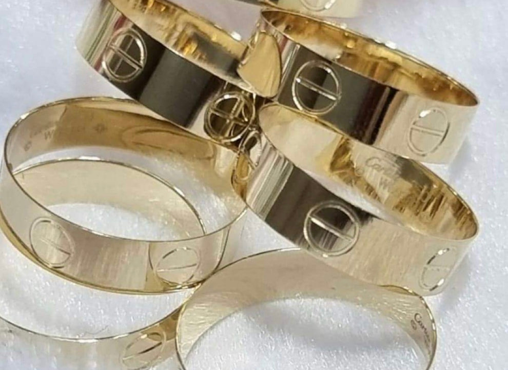 Cartr Flat 18K Gold Wedding Rings – ZNZ Jewelry Affordagold